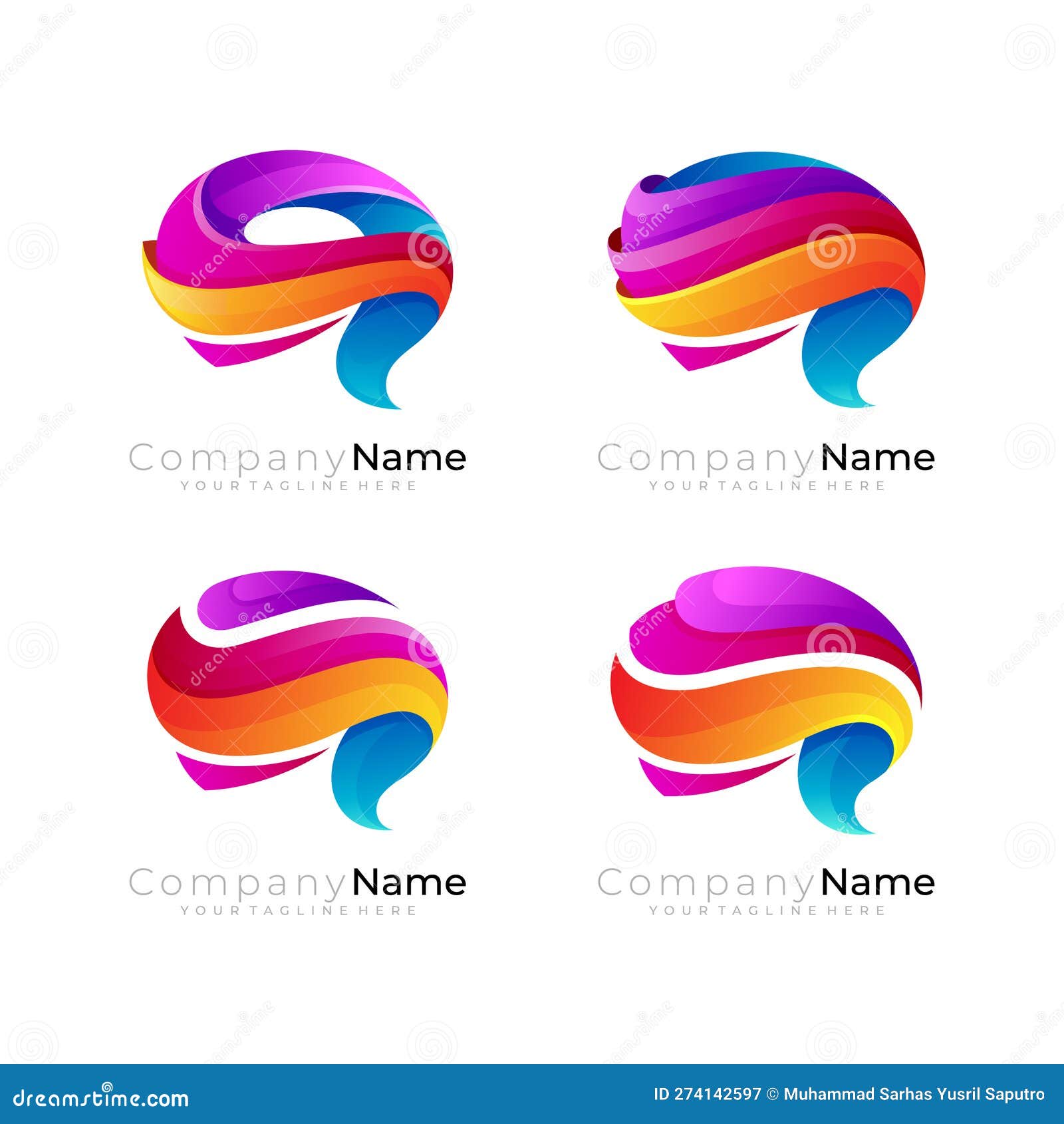 Simple Brain Logo Set, Brain Logo with Smart Design Stock Vector ...