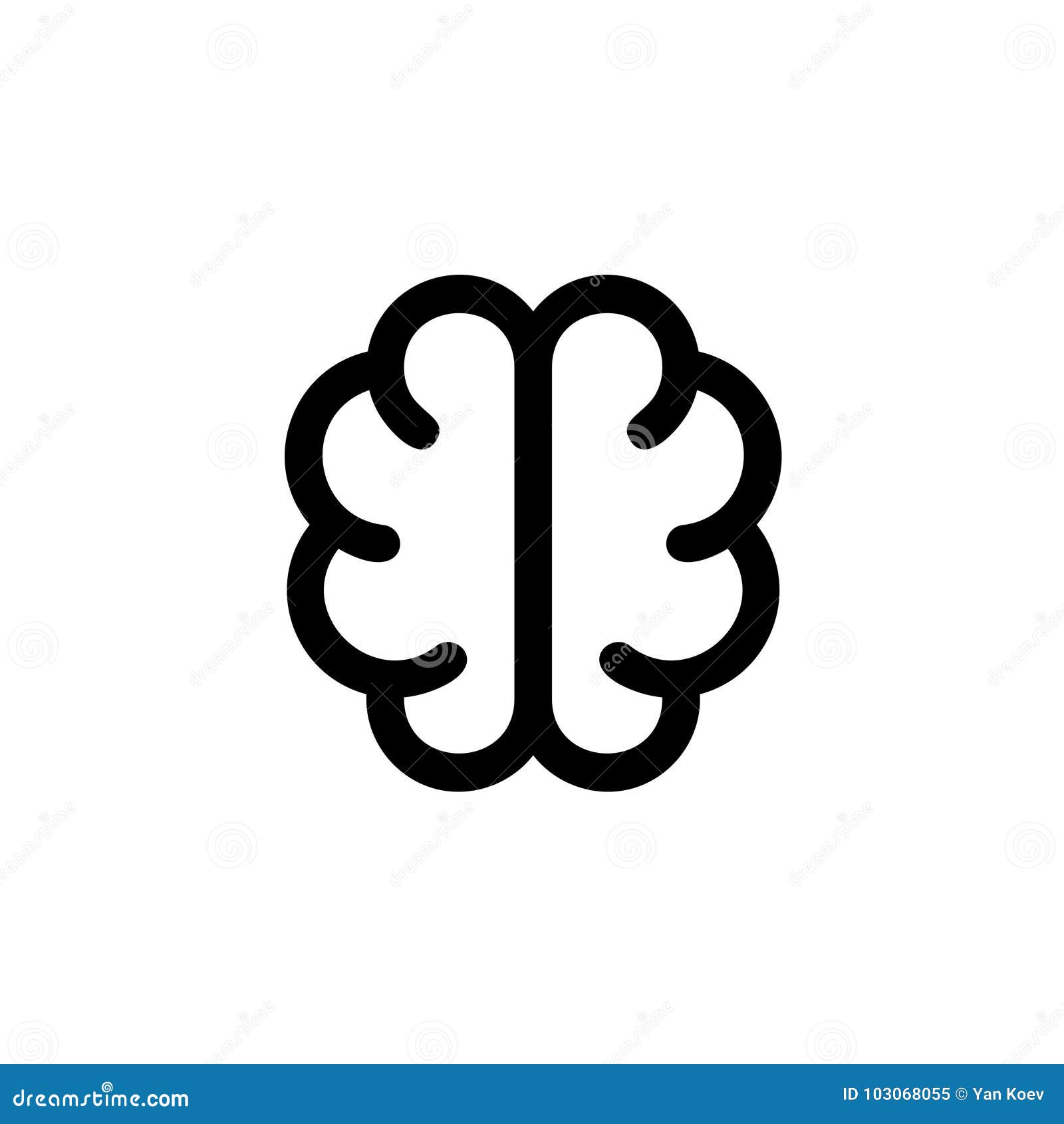 Simple Brain Vector Icon. Solid Contour Line Style Stock Vector ...