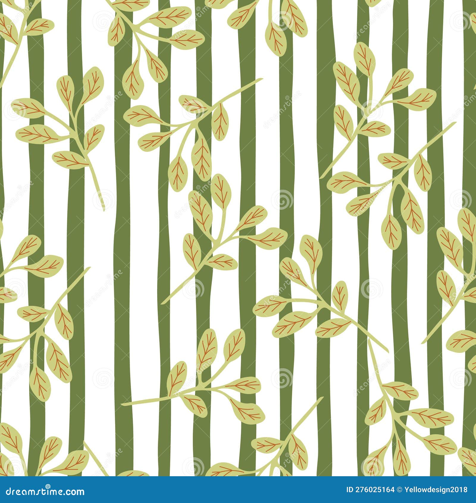 Simple Branches with Leaves Seamless Pattern. Organic Endless ...