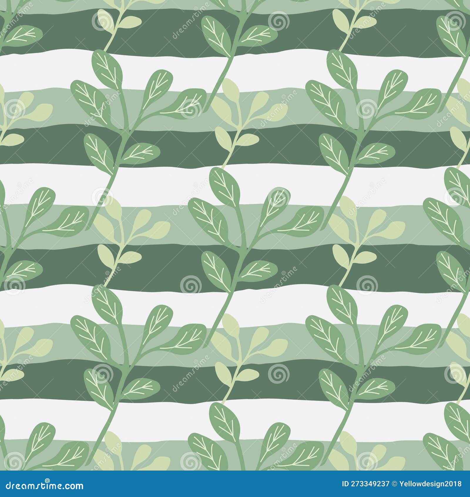 Simple Branches with Leaves Seamless Pattern. Organic Endless ...