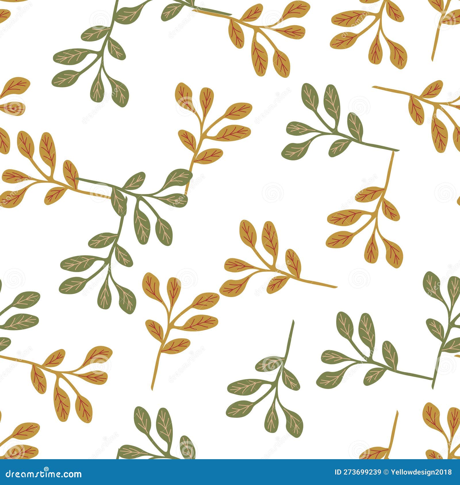 Simple Branches with Leaves Seamless Pattern. Organic Endless ...