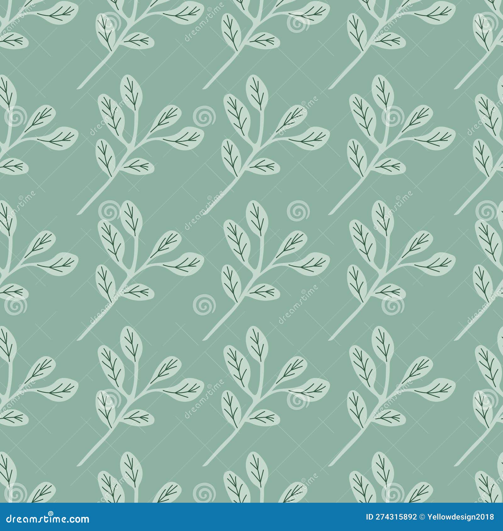Simple Branches with Leaves Seamless Pattern. Organic Endless ...