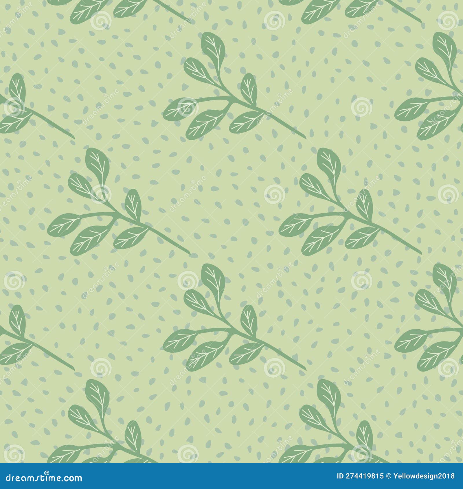 Simple Branches with Leaves Seamless Pattern. Organic Endless ...