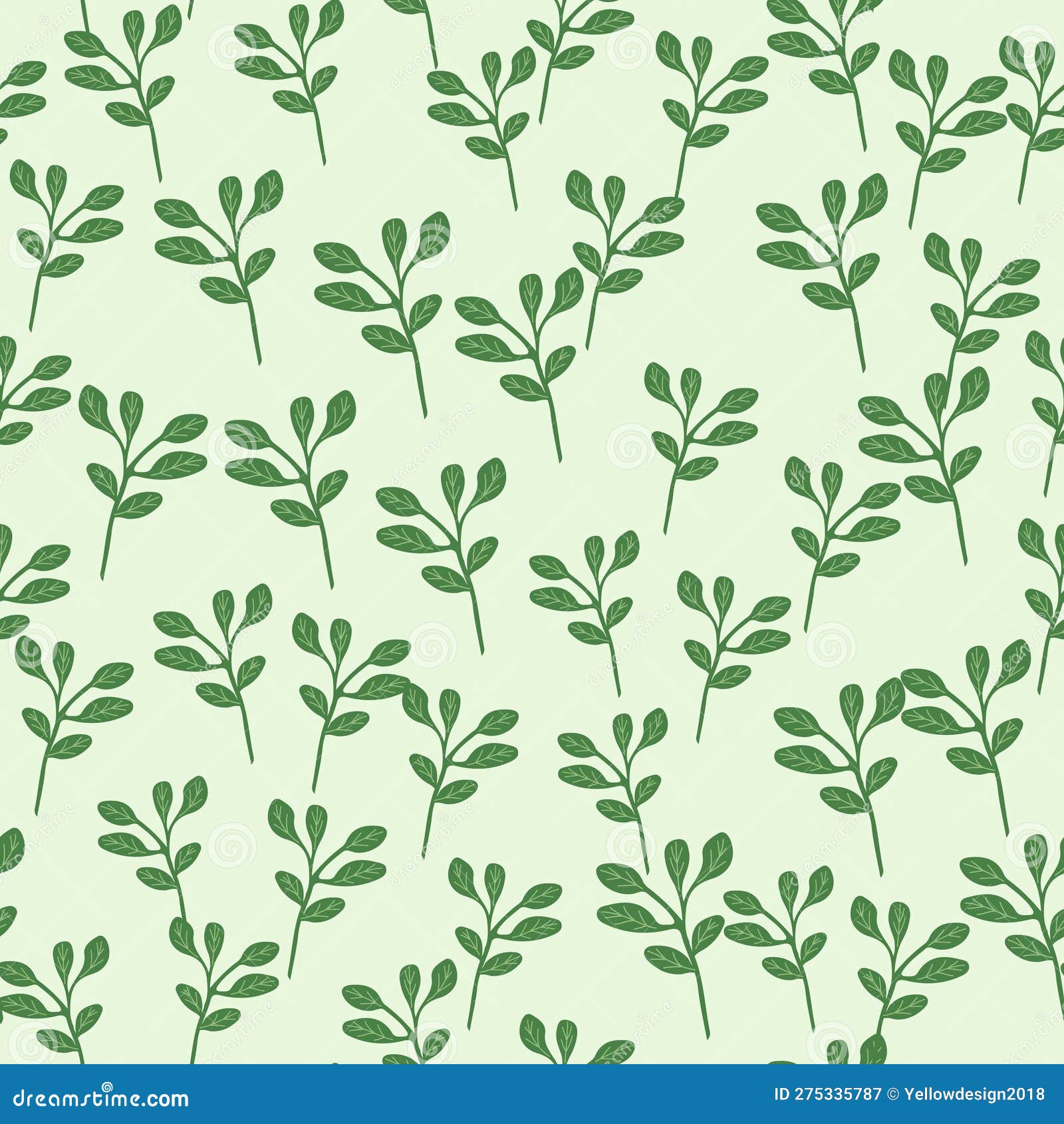 Simple Branches with Leaves Seamless Pattern. Organic Endless ...