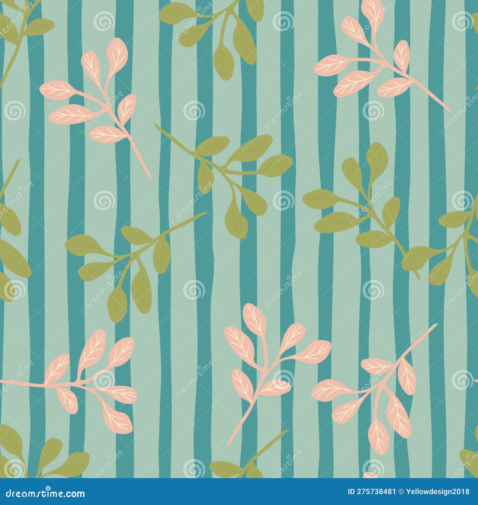 Simple Branches with Leaves Seamless Pattern. Organic Endless ...