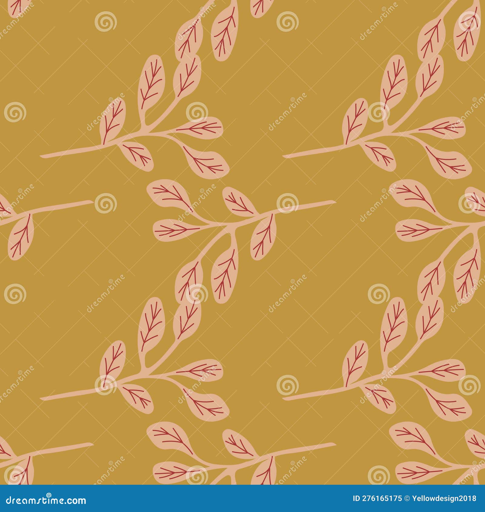 Simple Branches with Leaves Seamless Pattern. Organic Endless ...