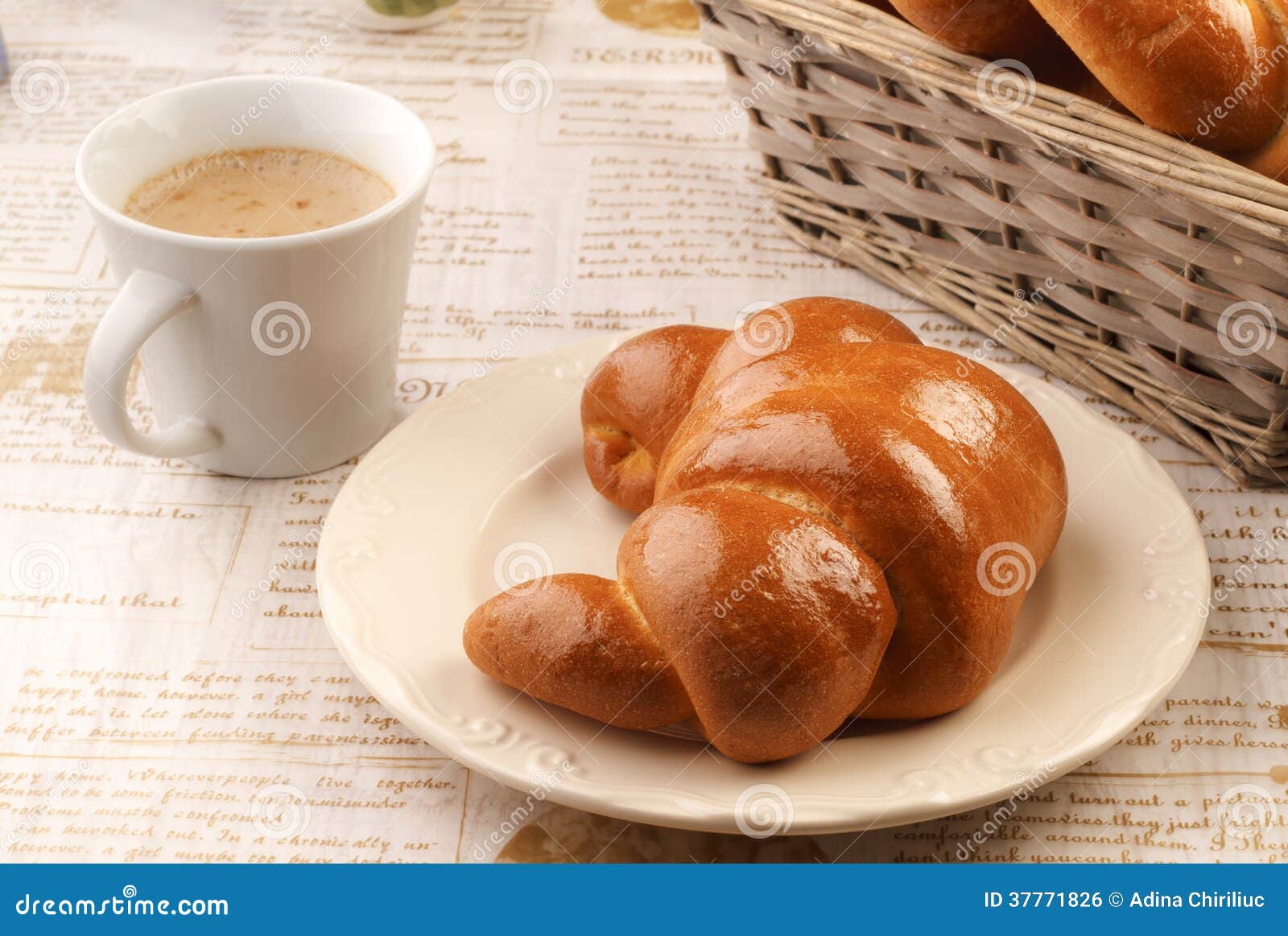 Simple breakfast stock photo. Image of croissant, bread - 37771826