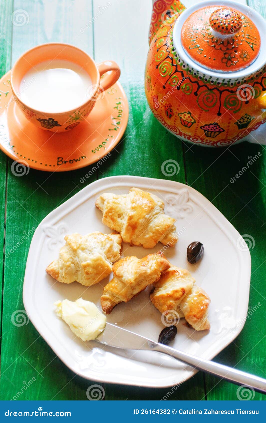 Simple Breakfast with Mini Croissants Stock Photo - Image of pastry ...