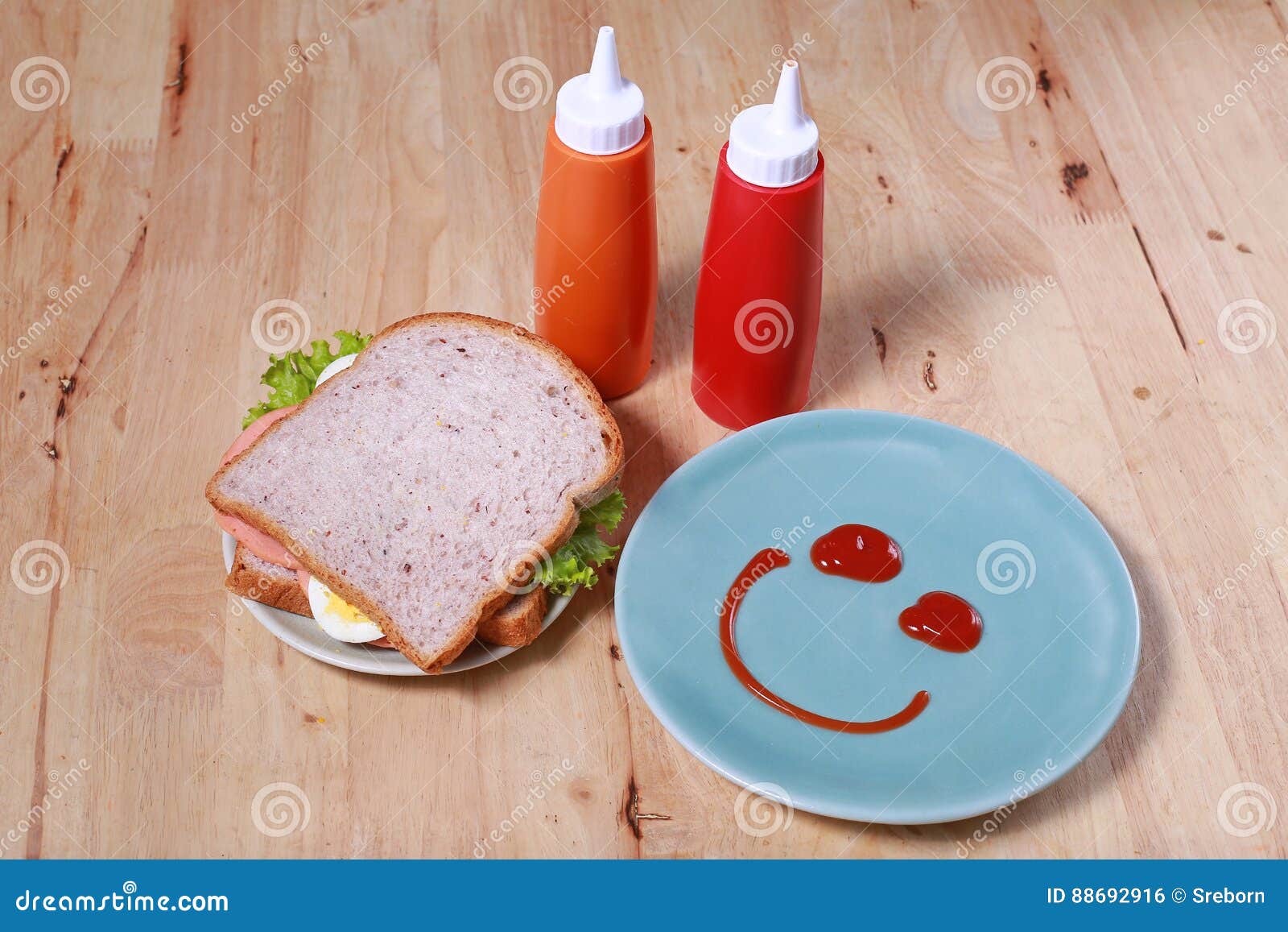 Simple Breakfast with Smile Face on Dish Stock Photo - Image of health ...