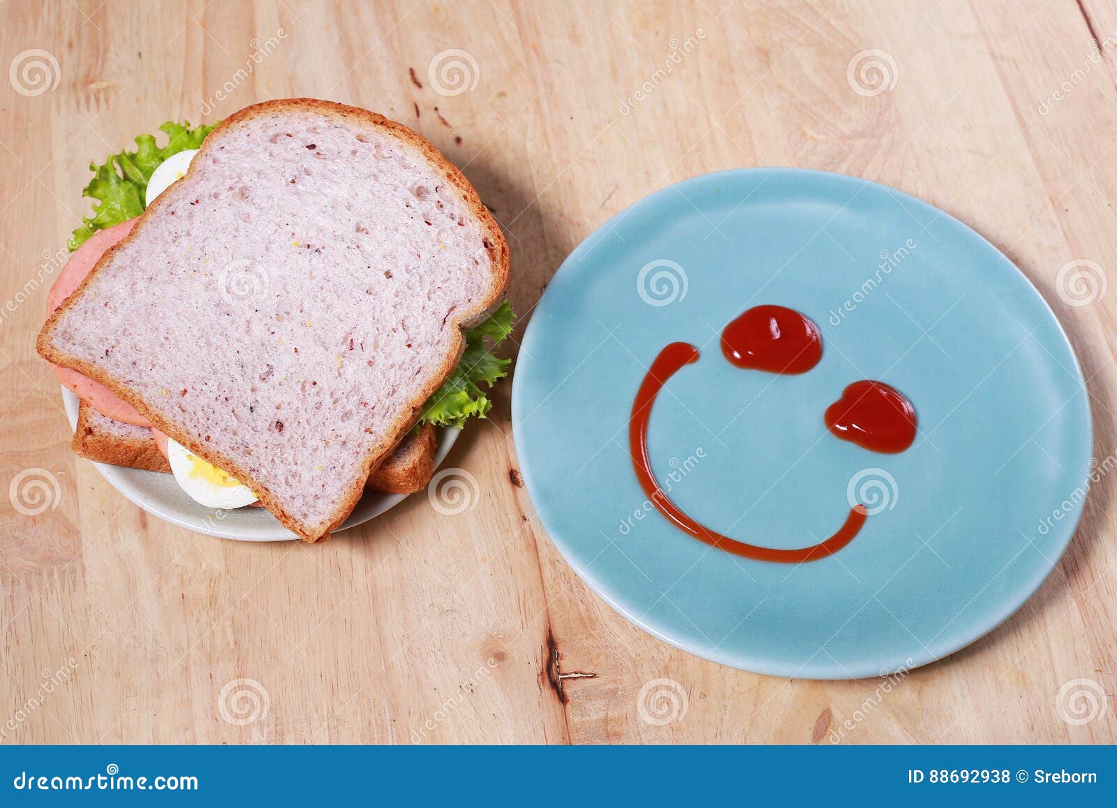 Simple Breakfast with Smile Face on Dish Stock Photo - Image of coffee ...