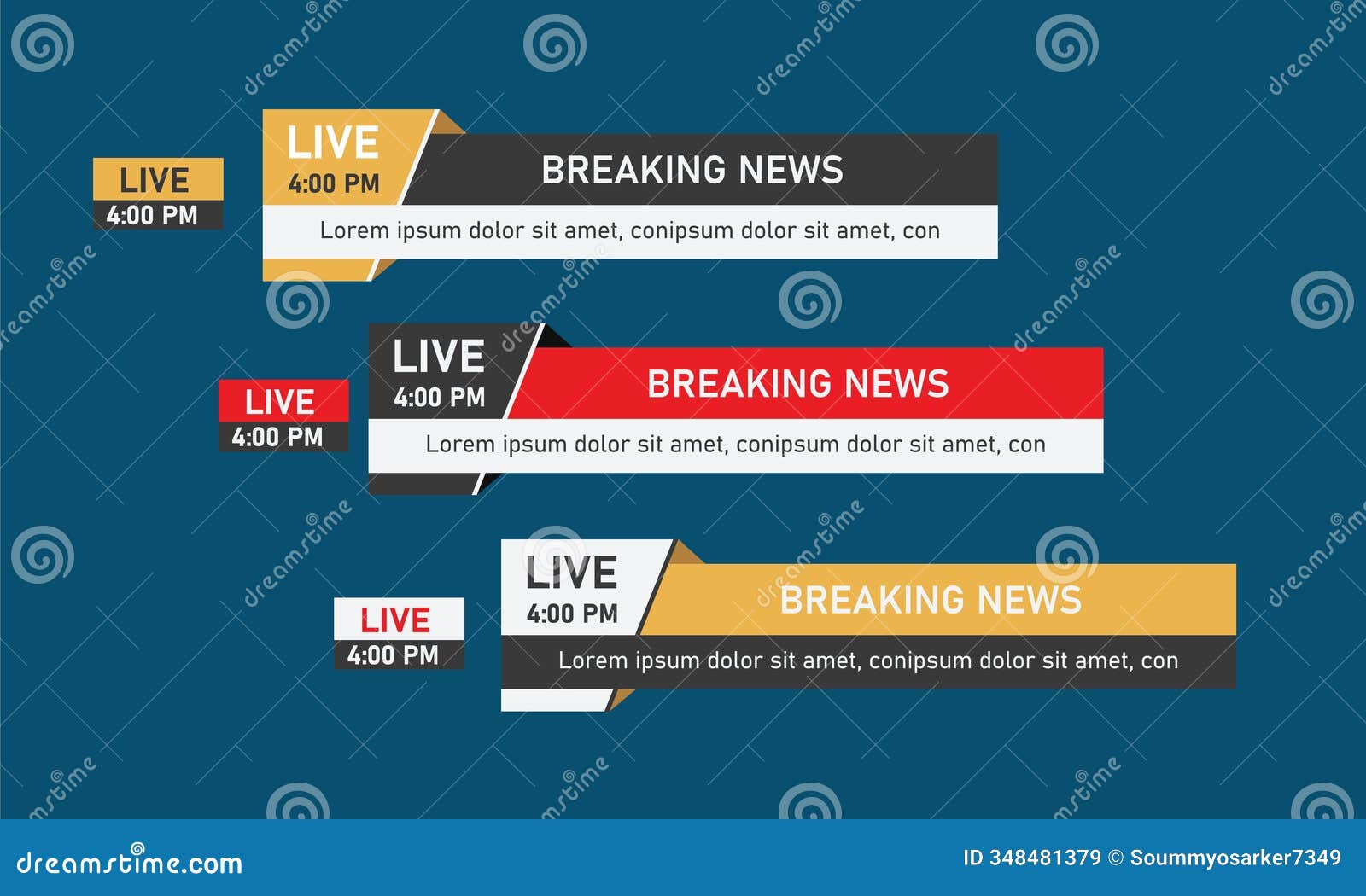 Simple Breaking News Lower Third Design with Live Tag Stock Vector ...