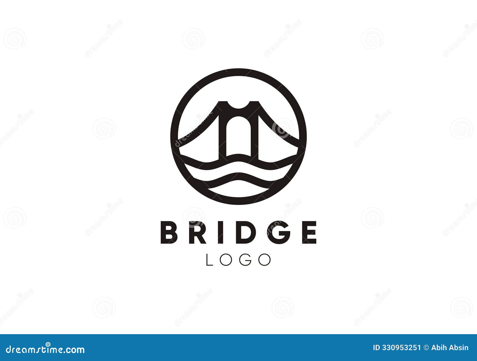 Simple Bridge Circle with Sea River Logo Design Stock Illustration ...