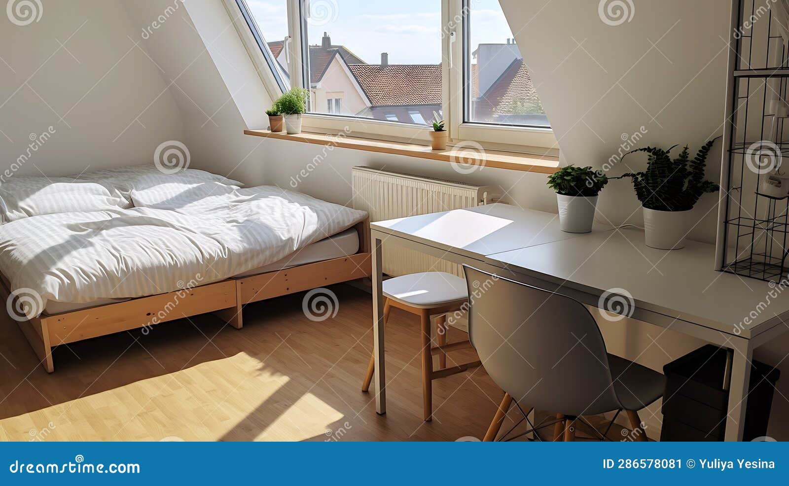 Simple and Bright Room for a Student in a Student Dormitory Stock ...