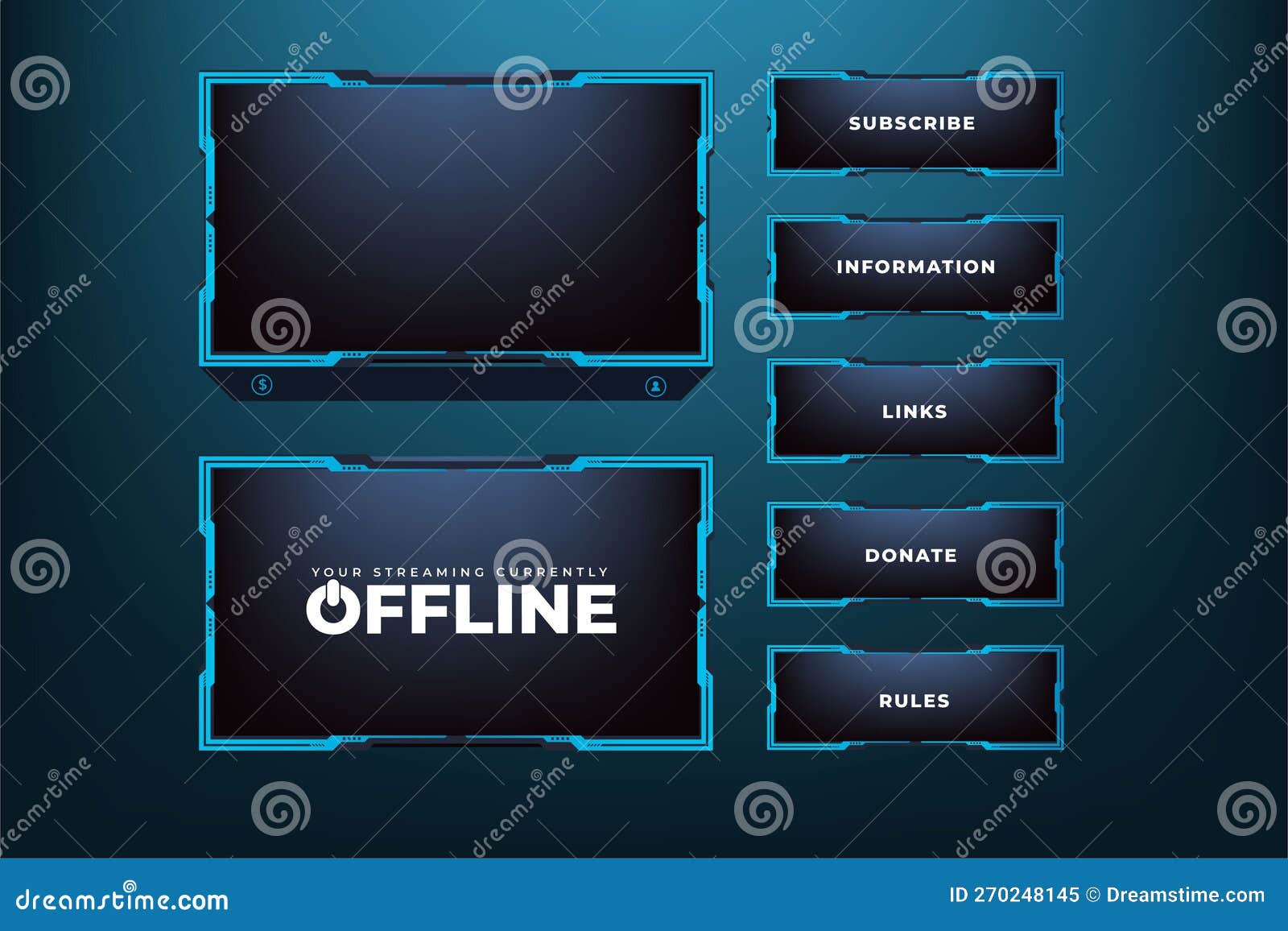 Simple Broadcast Screen Interface Design with Blue Colors on a Dark ...