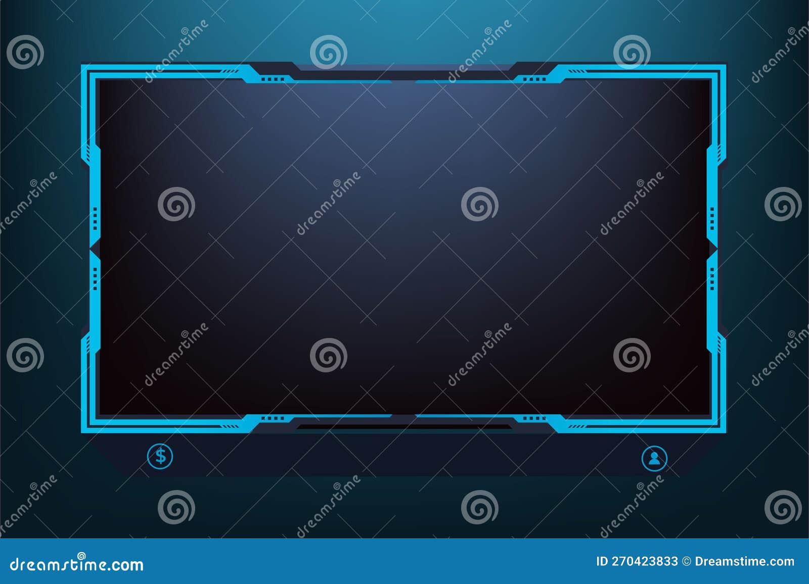 Simple Broadcast Screen Interface Design with Blue Colors on a Dark ...