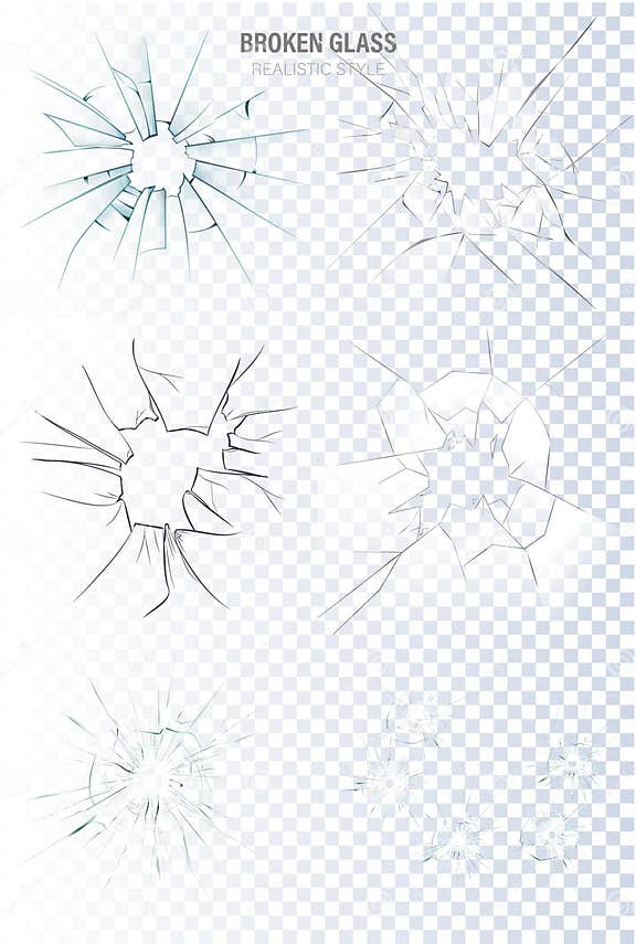 Broken Glass Background Realistic Style Vector Set. Stock Vector ...