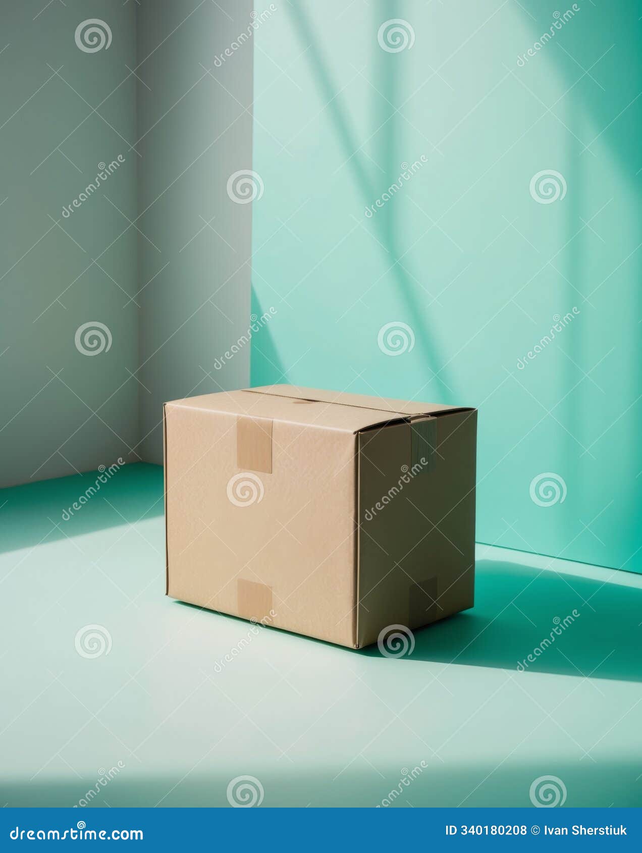 Simple Brown Box on Teal Background for Shipping Needs. Stock Photo ...
