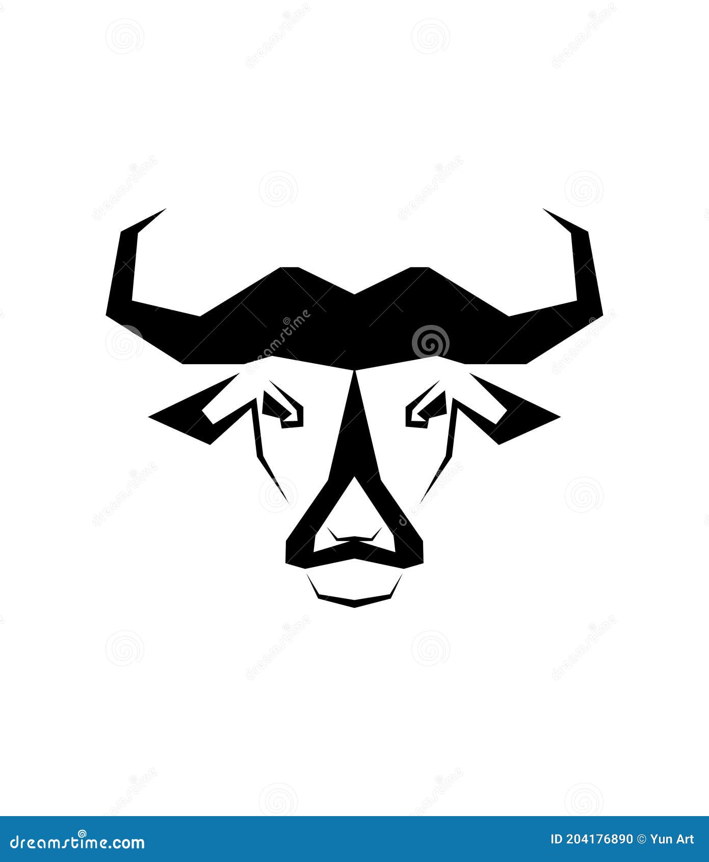 Simple Buffalo Head Logo Design Stock Illustration - Illustration of ...