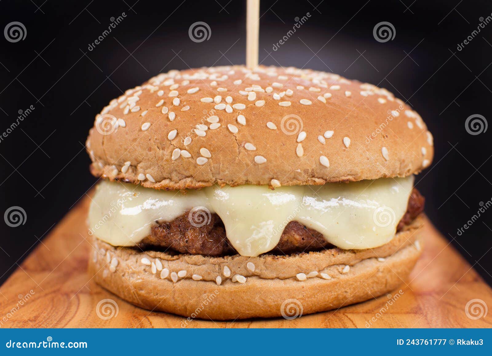 Simple Burger in a Wood Table Stock Image - Image of burger, fresh ...