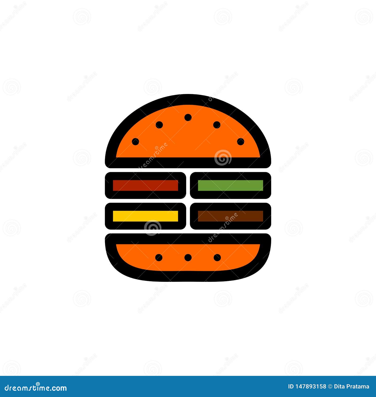Simple Burger Fast Food Icon. Stock Illustration - Illustration of ...