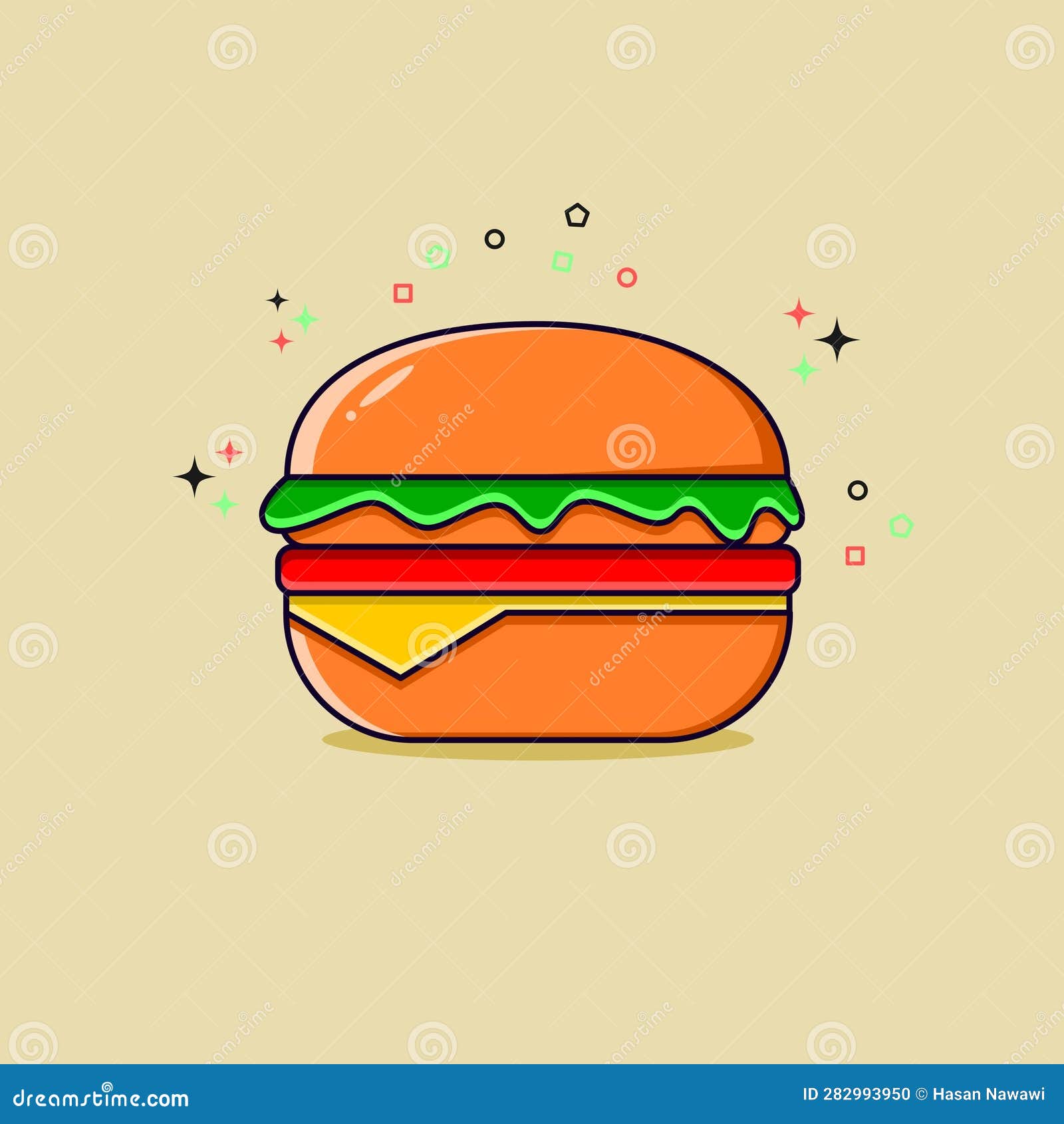 Simple Burger Flat Style Vector Illustration Stock Vector ...