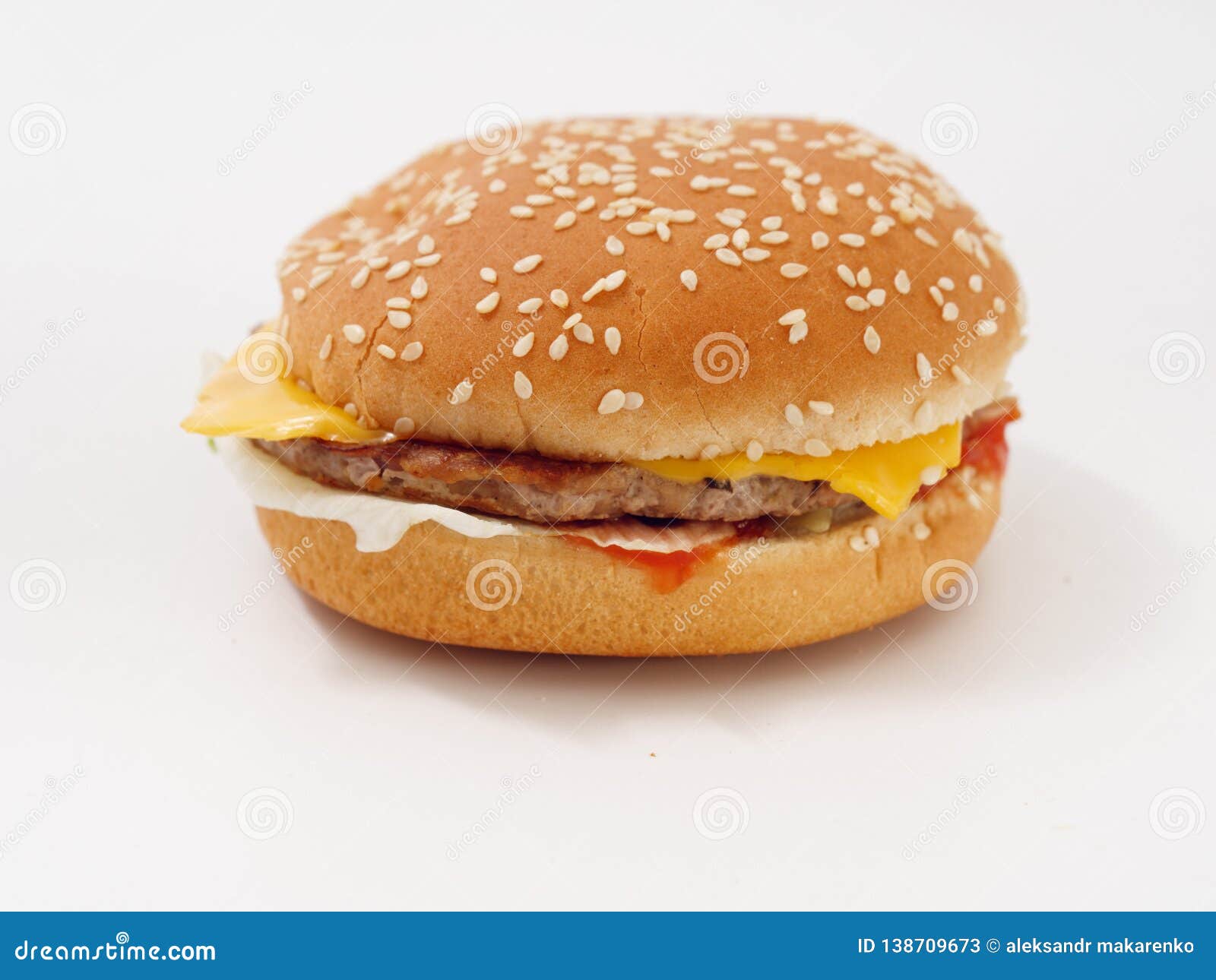 Fast Food Small Burger on White Background Stock Image - Image of ...