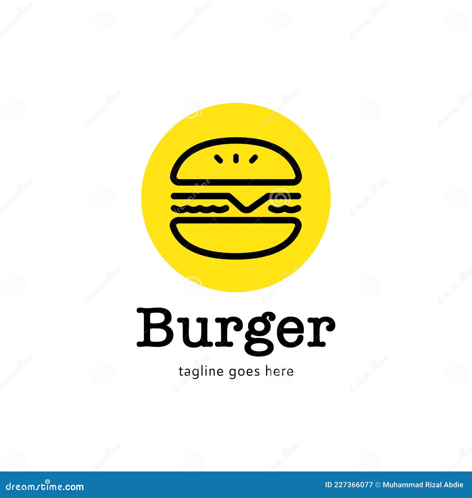 Simple Hamburger Burger Logo with Line Style Icon Stock Vector ...