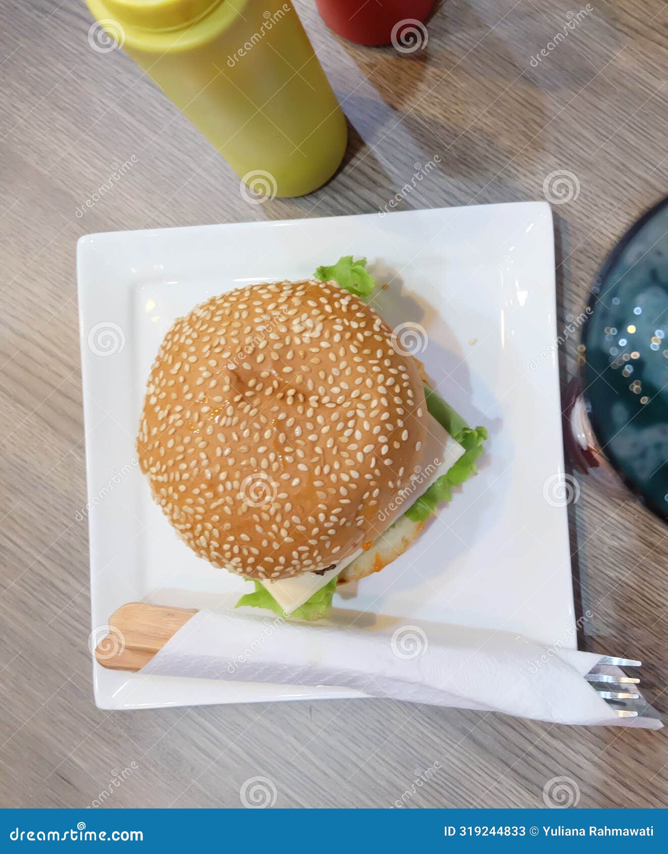 Simple burger stock image. Image of salad, rustic, basic - 319244833