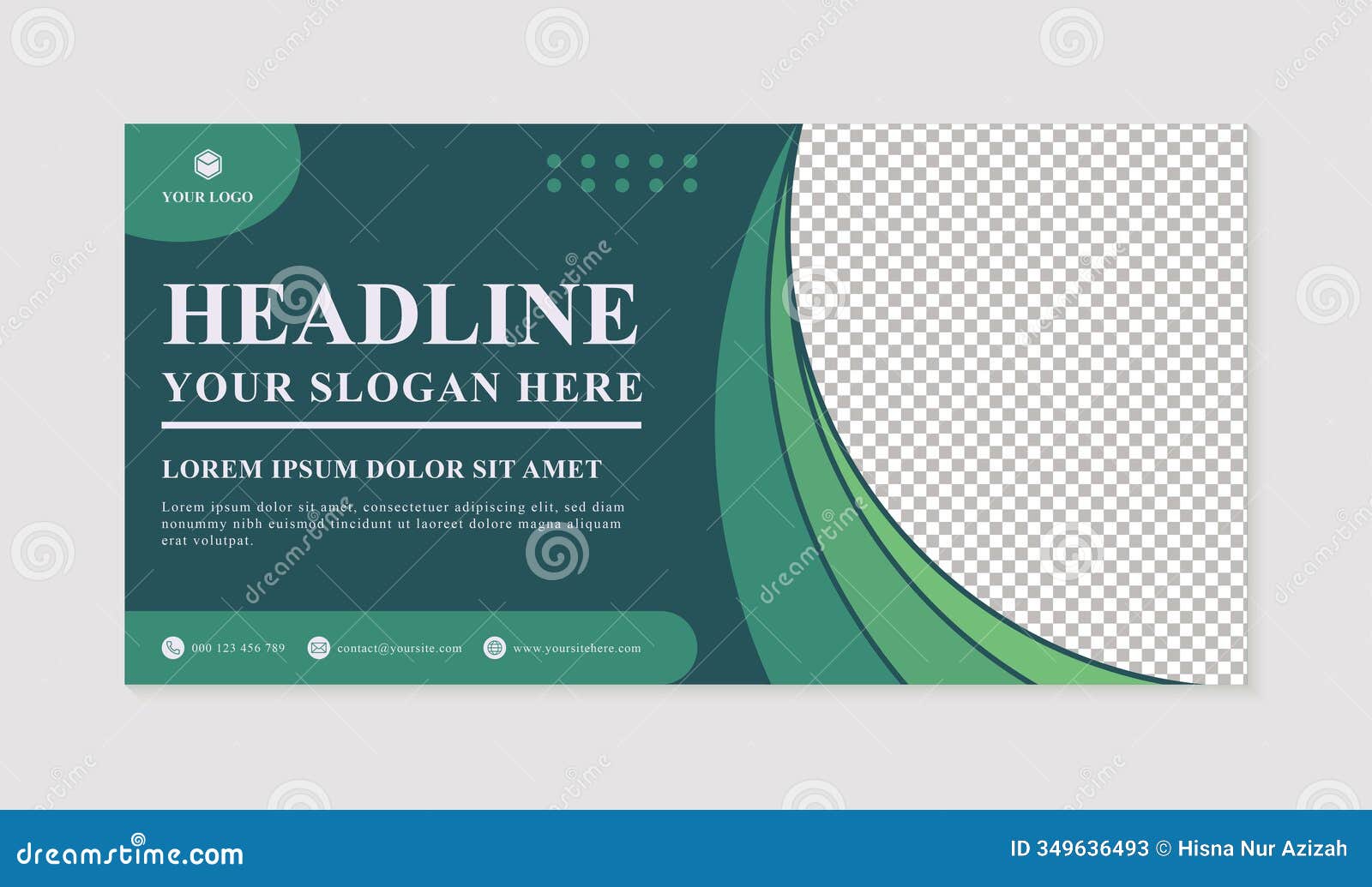Simple Business Banner Template Flat Design Elegant Green Background ...