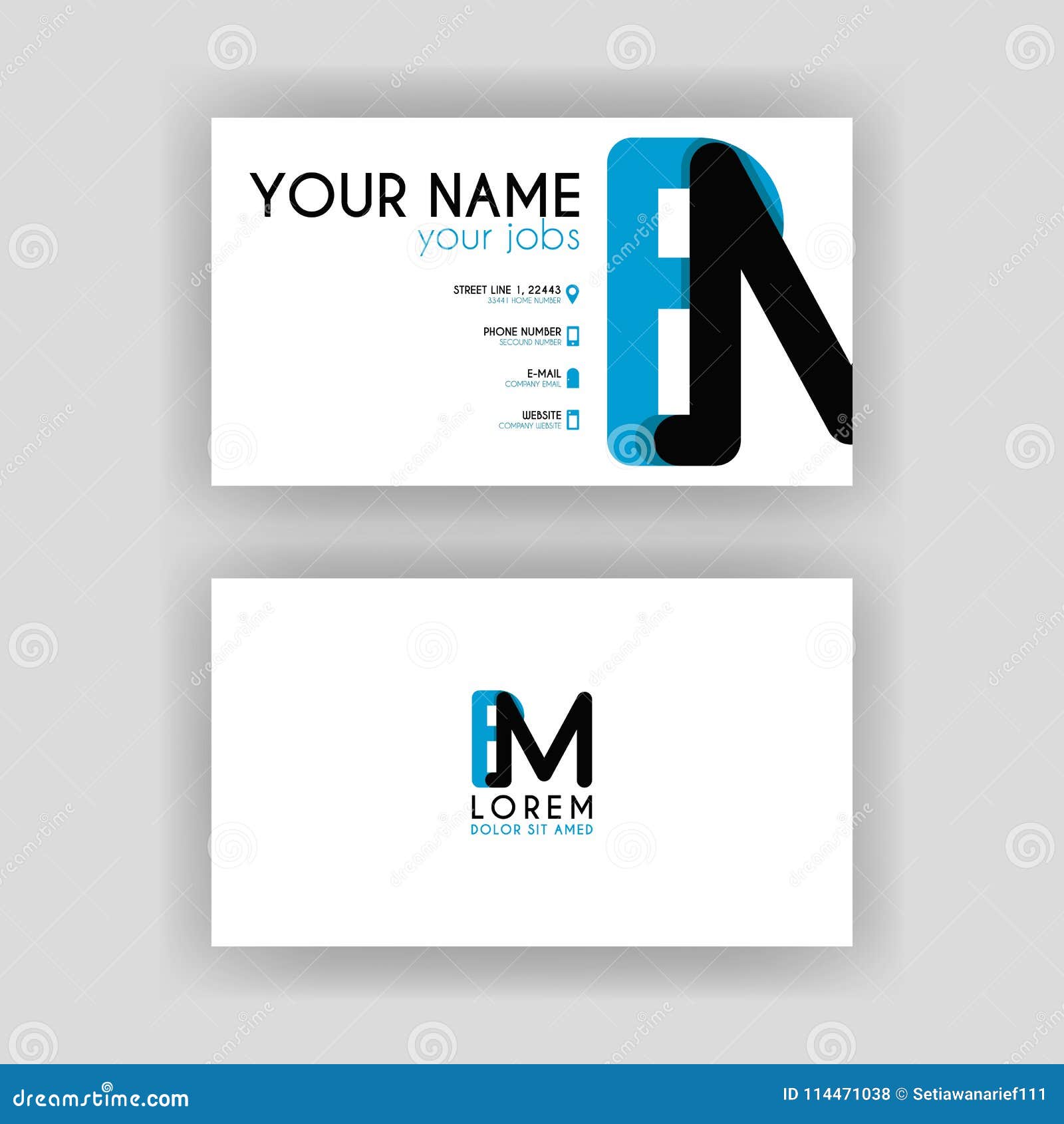Simple Business Card with Initial Letter BM Rounded Edges Stock Vector ...