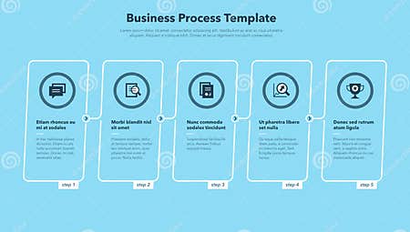 Simple Business Process Template with Five Steps - Blue Version Stock ...