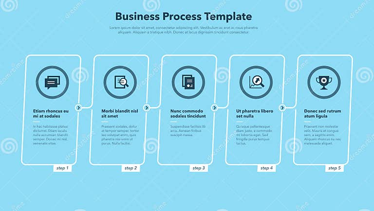 Simple Business Process Template with Five Steps - Blue Version Stock ...