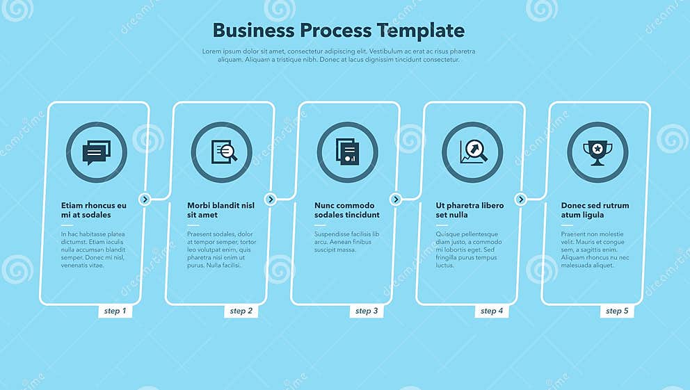 Simple Business Process Template with Five Steps - Blue Version Stock ...