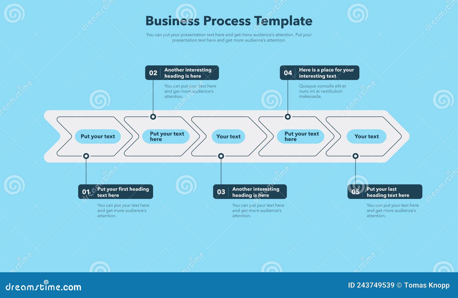 Simple Business Process Template with Five Steps - Blue Version Stock ...