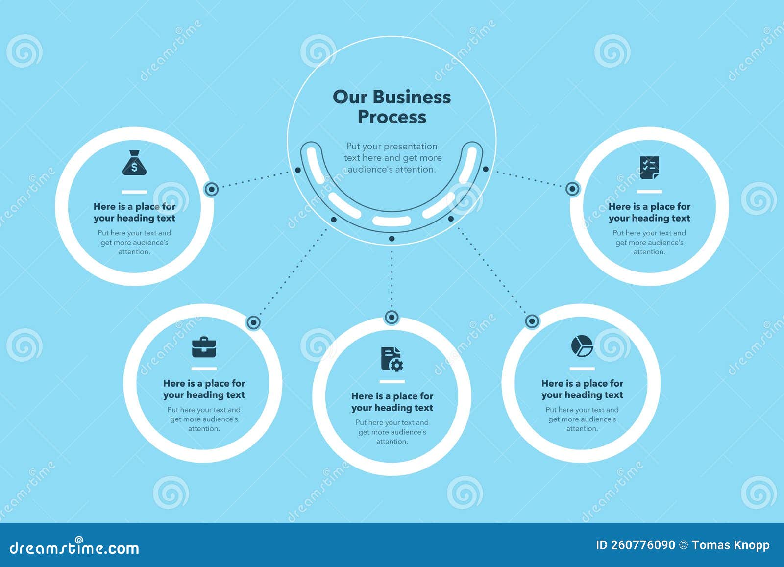 Simple Business Process Template with Five Steps - Blue Version Stock ...