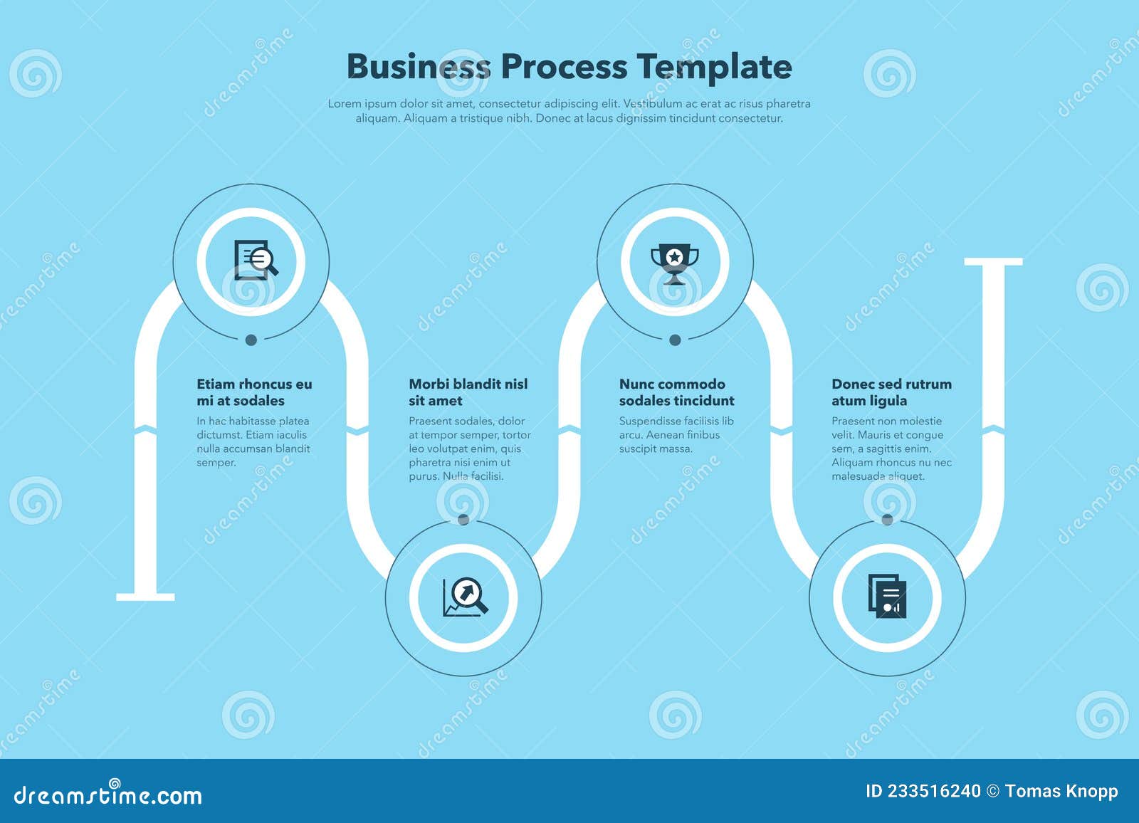 Simple Business Process Template with Four Steps - Blue Version Stock ...