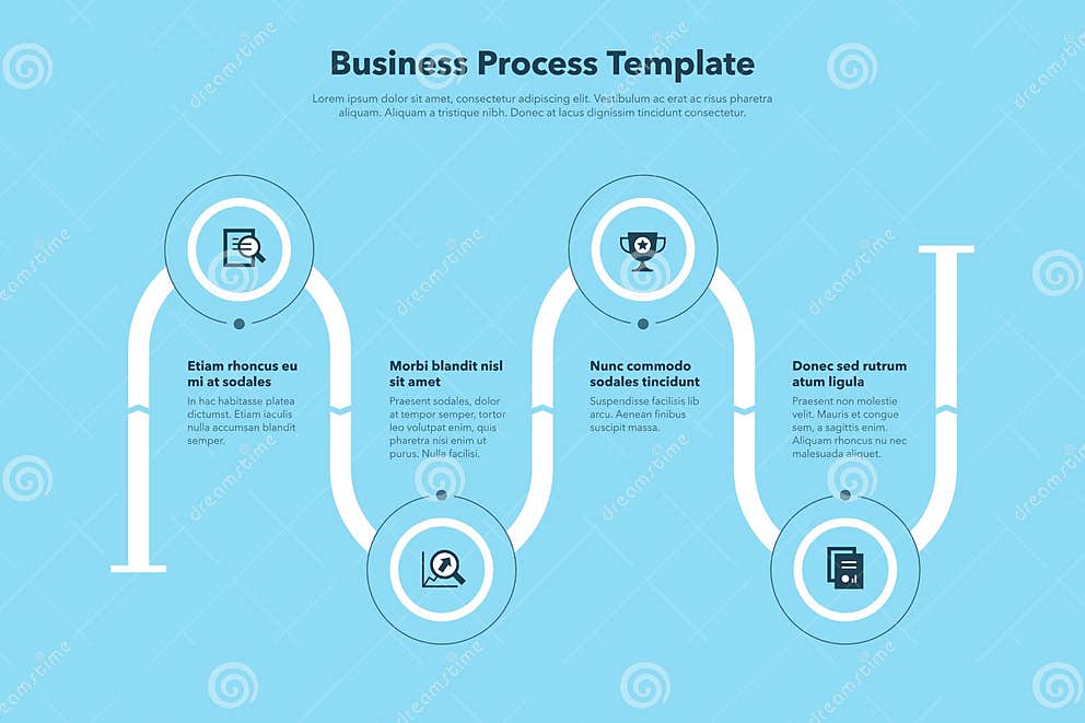 Simple Business Process Template with Four Steps - Blue Version Stock ...