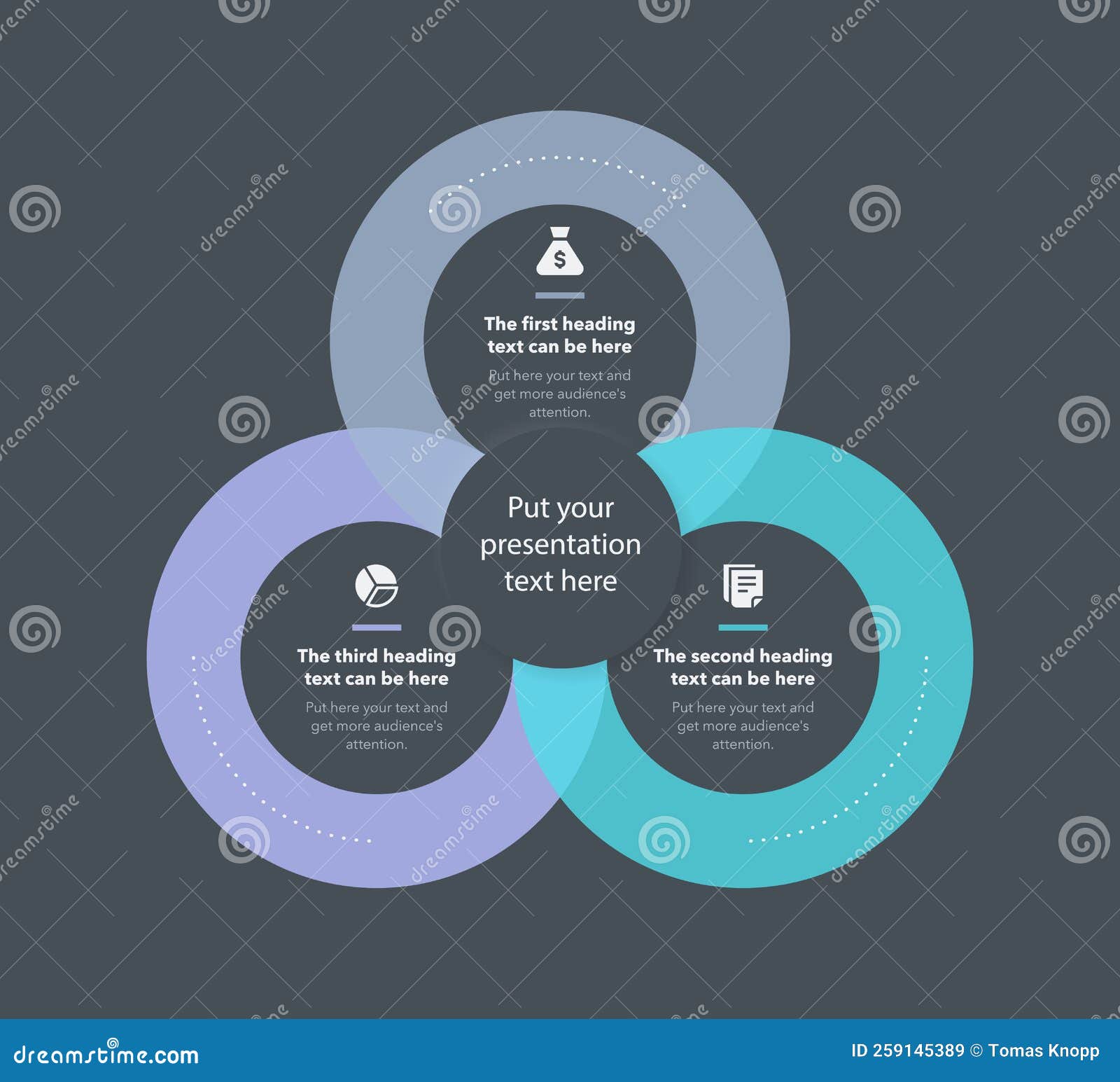Simple Business Process Template with Three Stages - Dark Version Stock ... Simple Business Process Template with Three Stages - Dark Version Stock ...
