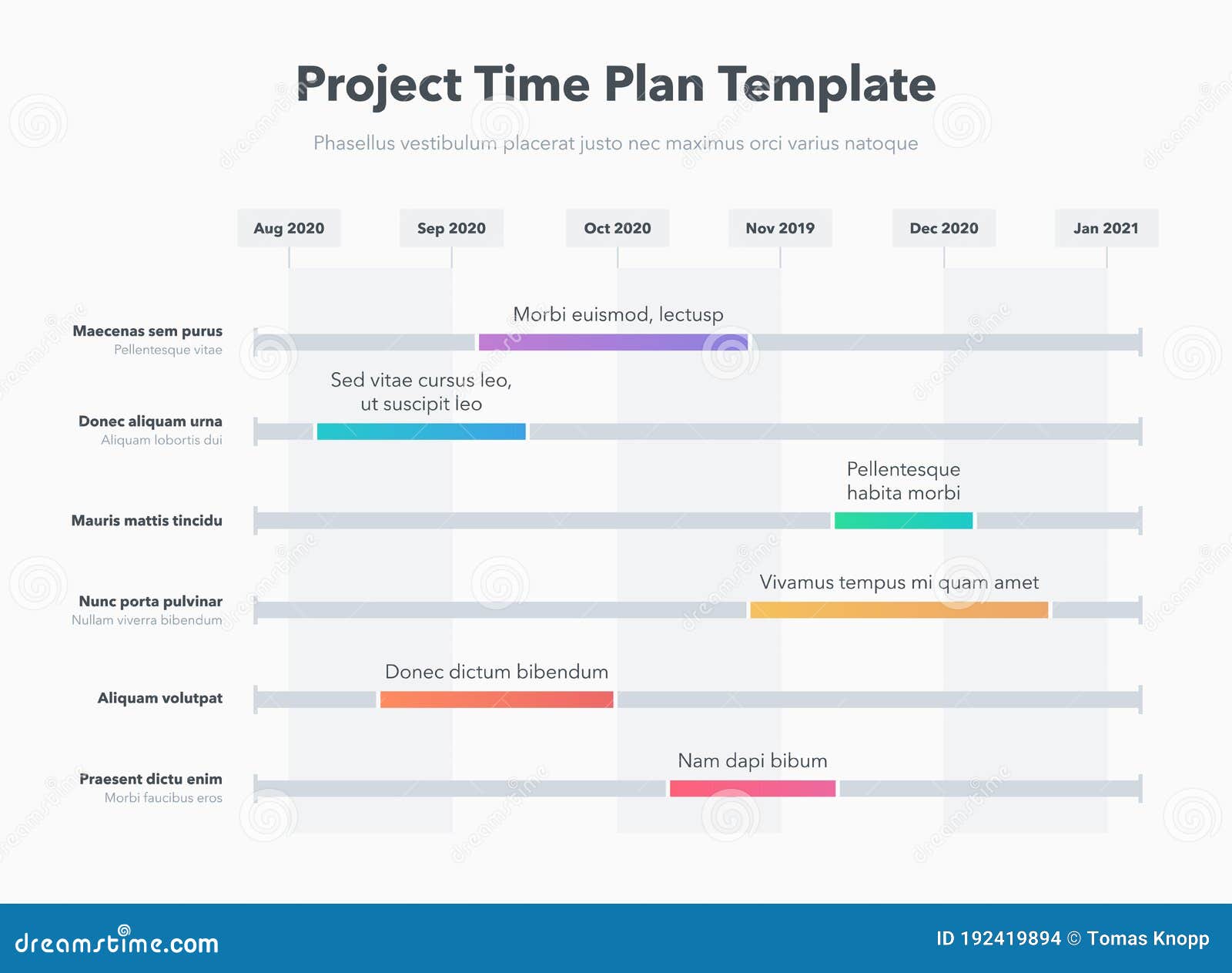 Simple Business Project Time Plan Template with Colorful Project Tasks ...