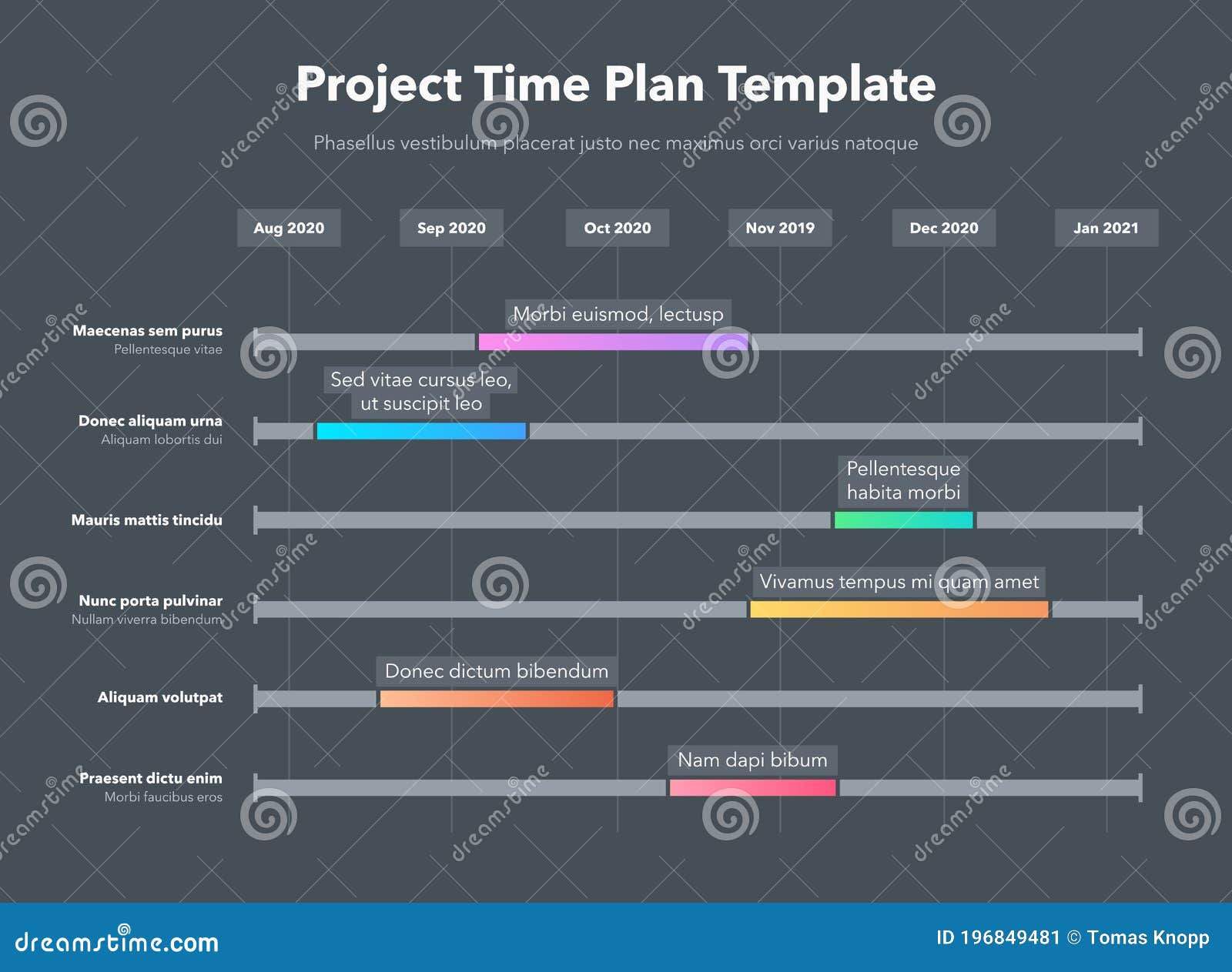 Simple Business Project Time Plan Template with Colorful Project Tasks ...