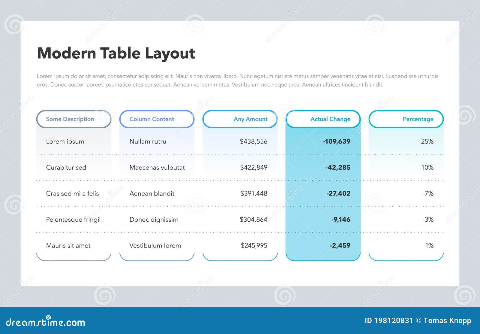 Simple Business Table Layout Template Stock Vector - Illustration of ...