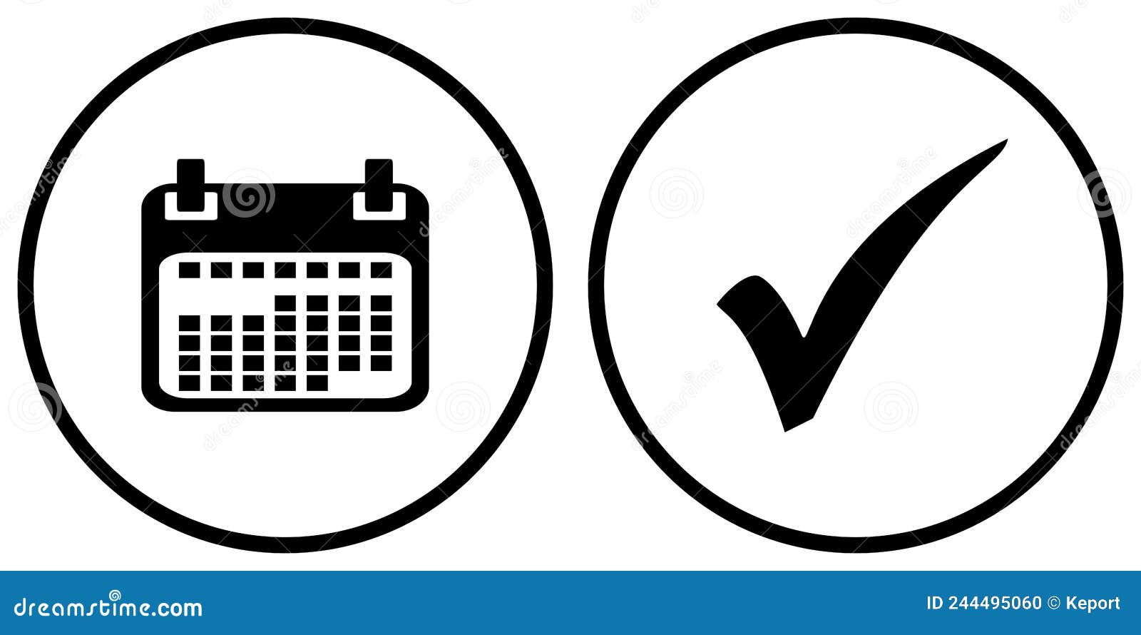 Calendar and Check Mark - Button Banner Black Stock Illustration ...