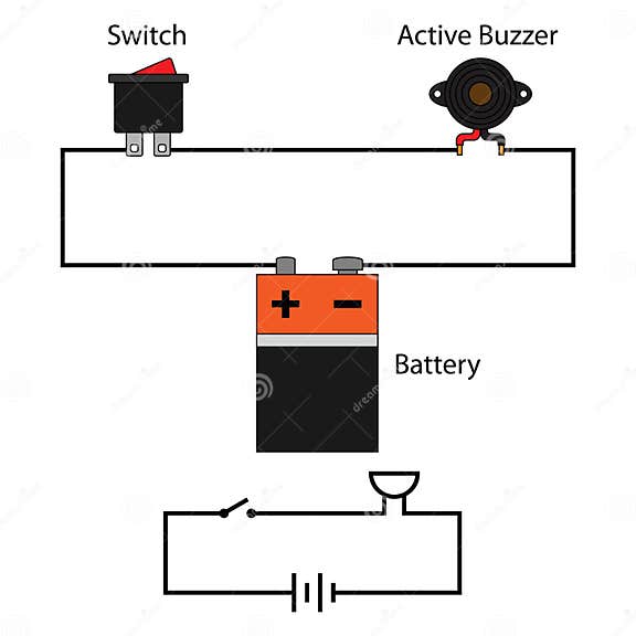 Simple Buzzer Circuit stock vector. Illustration of diagram - 232574616
