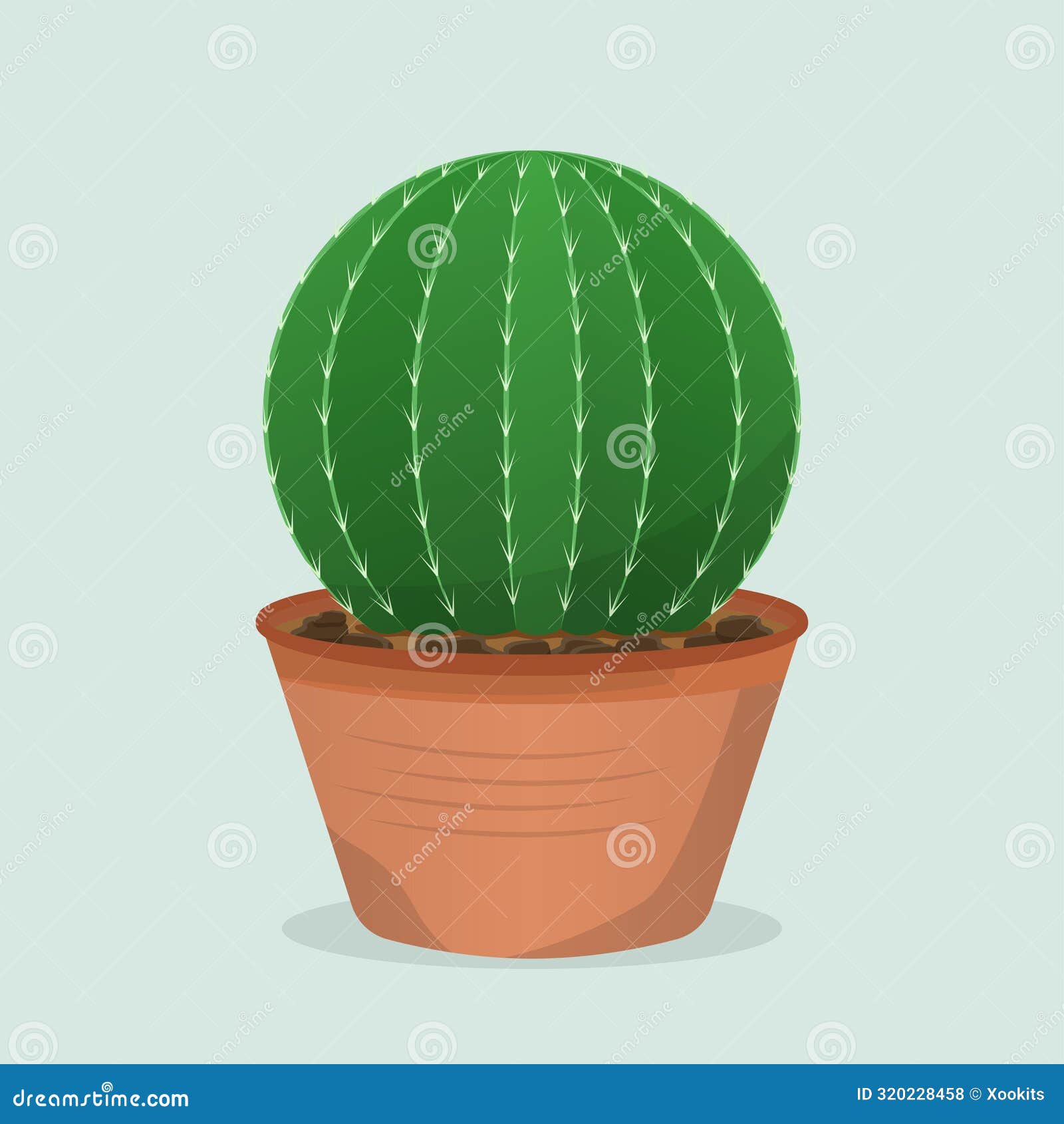 Simple Cactus Plant on the Pot Vector Illustration Stock Vector ...