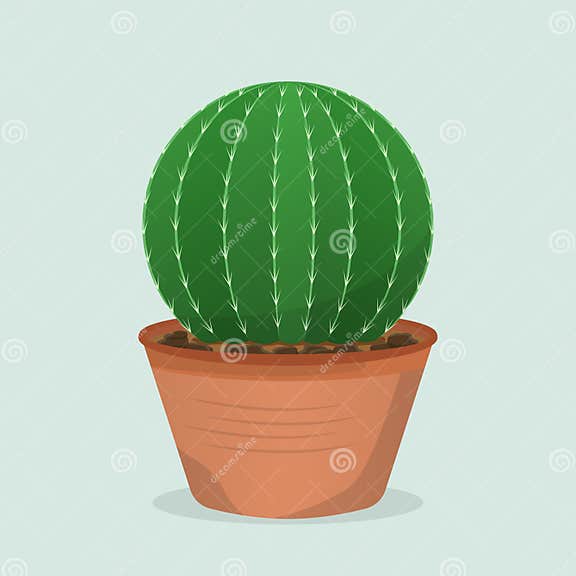 Simple Cactus Plant on the Pot Vector Illustration Stock Vector ...