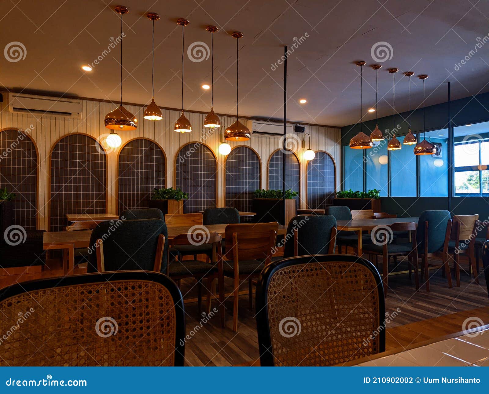 Simple Cafe Design with Lamp Ornaments Stock Photo - Image of ornaments ...