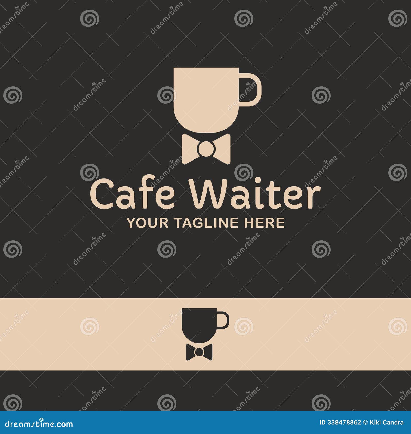 Simple Cafe Waiter Logo Design Stock Illustration - Illustration of ...