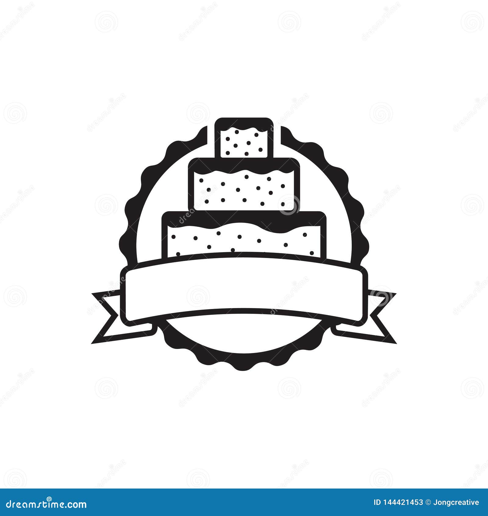 Simple Cake Sticker Badge with Ribbon Banner Template Stock Vector ...