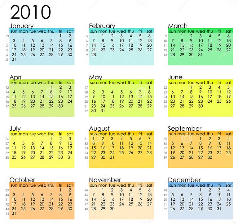 Simple calendar 2010 stock vector. Illustration of color - 11638522