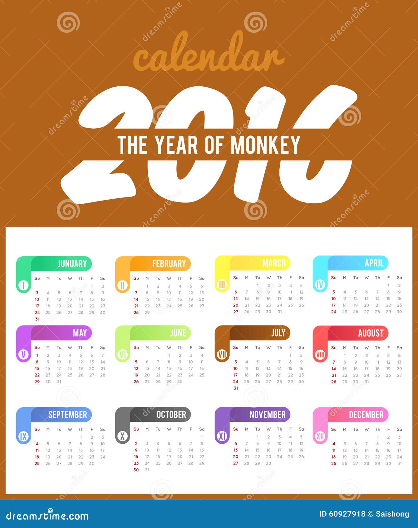 Simple calendar 2016 stock illustration. Illustration of organizer ...